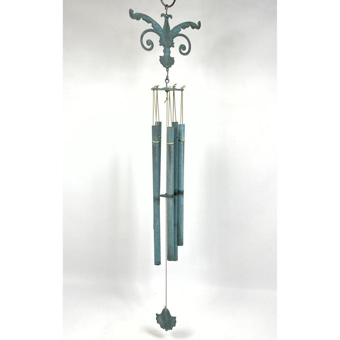 Walter Lamb Style Green Patina Metal Wind Chimes. Fancy
