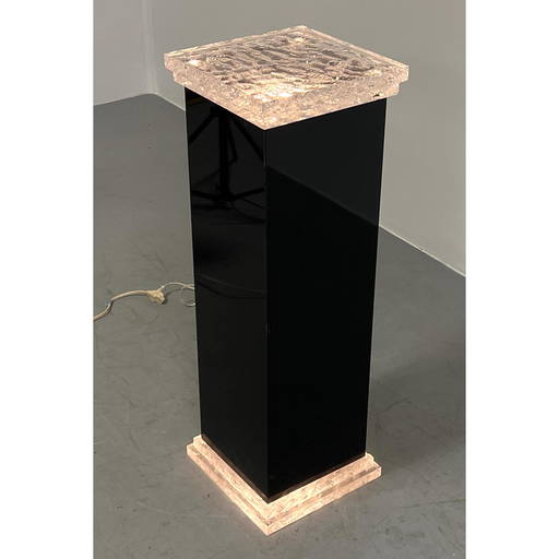 80s Modern Lucite Acrylic Light Up Pedestal Stand.