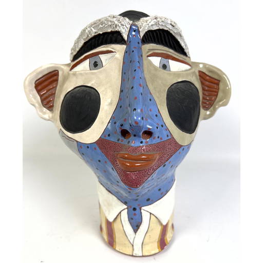DAVE STABLEY '89 abstract pottery male head sculpture. Signed. (#0696 ...