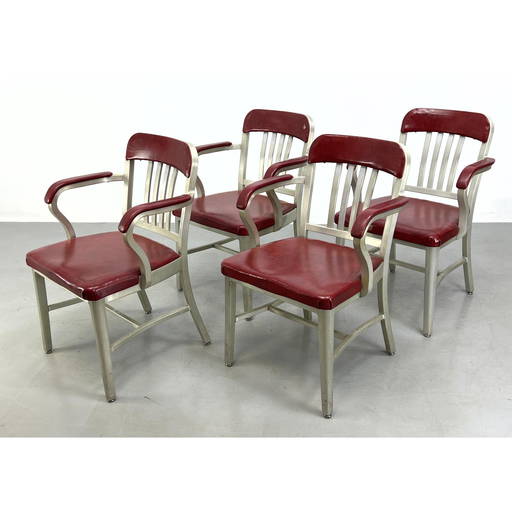 Set 4 Emeco Arm Chairs. Aluminum Frames.
