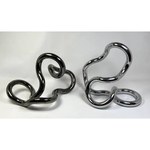 Hours of Fun!!!! Two Metallic Plastic Kinetic Ribbon Sculptures. These ...