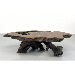 Live Edge Natural Wood Tree Slab Cocktail Table. Thick Slab On ...