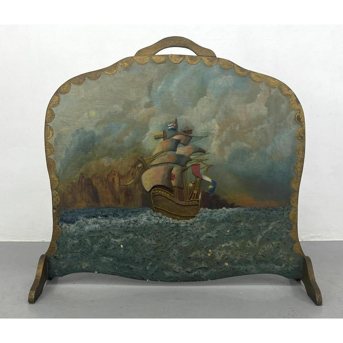 Hand Painted Fire Screen with dimensional textured painted surface ...