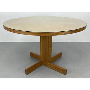 Antique Oak Pedestal Round Dining Table