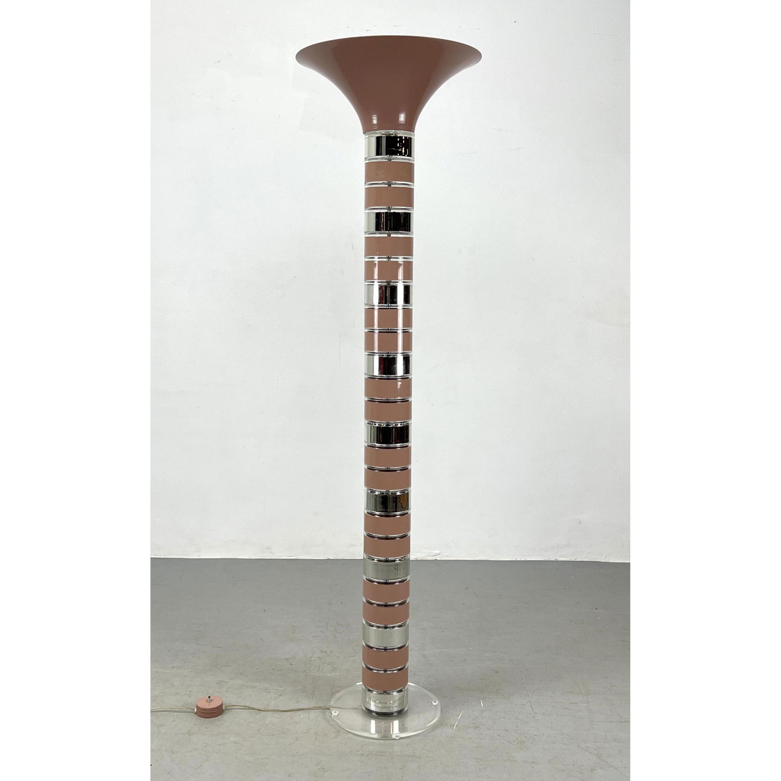 Modernist Optique Torchiere Floor Lamp. Enamel Painted Metal Column ...