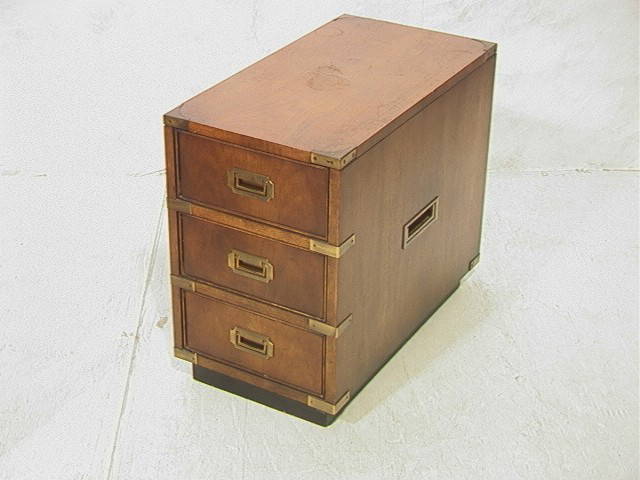 Brandt Small Campaign 3 Drawer Chest Side Table.