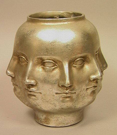 Piero Fornasetti Style Multi Face Vase. Silver Le