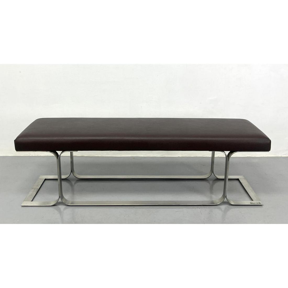 Modernist Chrome Base Bench. John Behringer Style. Auction