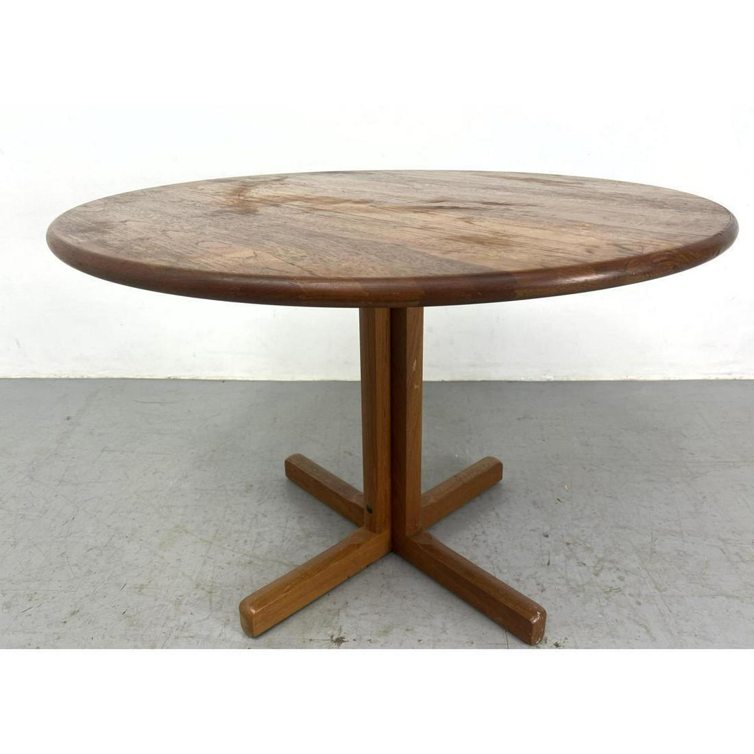 Tarm And Stole Danish Modern Teak Dining Table. Round Top On Pedestal Base With 4 Extended Legs ...