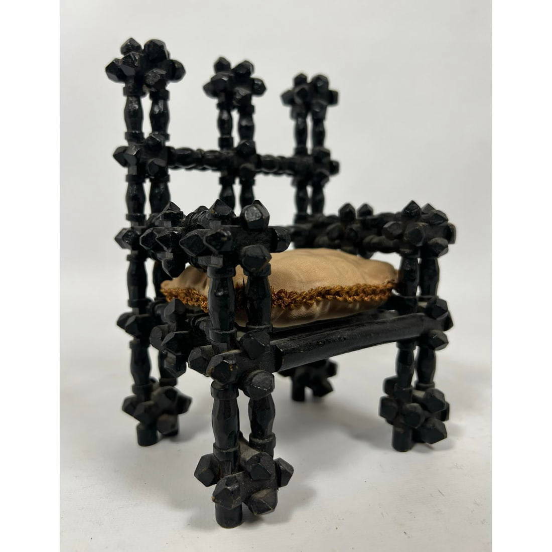 Antique Miniature Tramp Art Model Chair. Unique Form. Auction