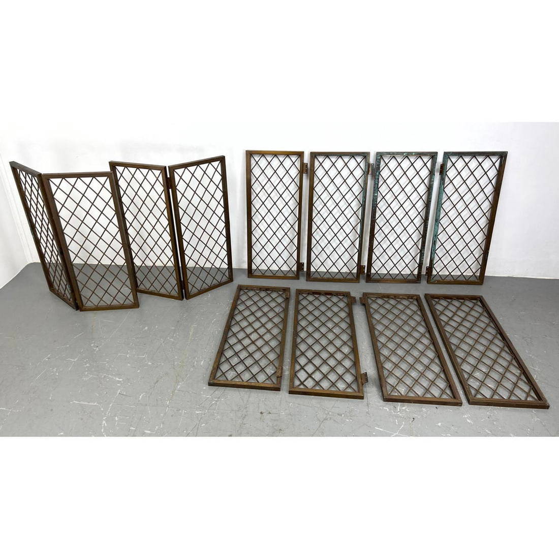 Collection Of 12 Bronze Frame Grate Grill Panels. Diamond Pattern Rod ...
