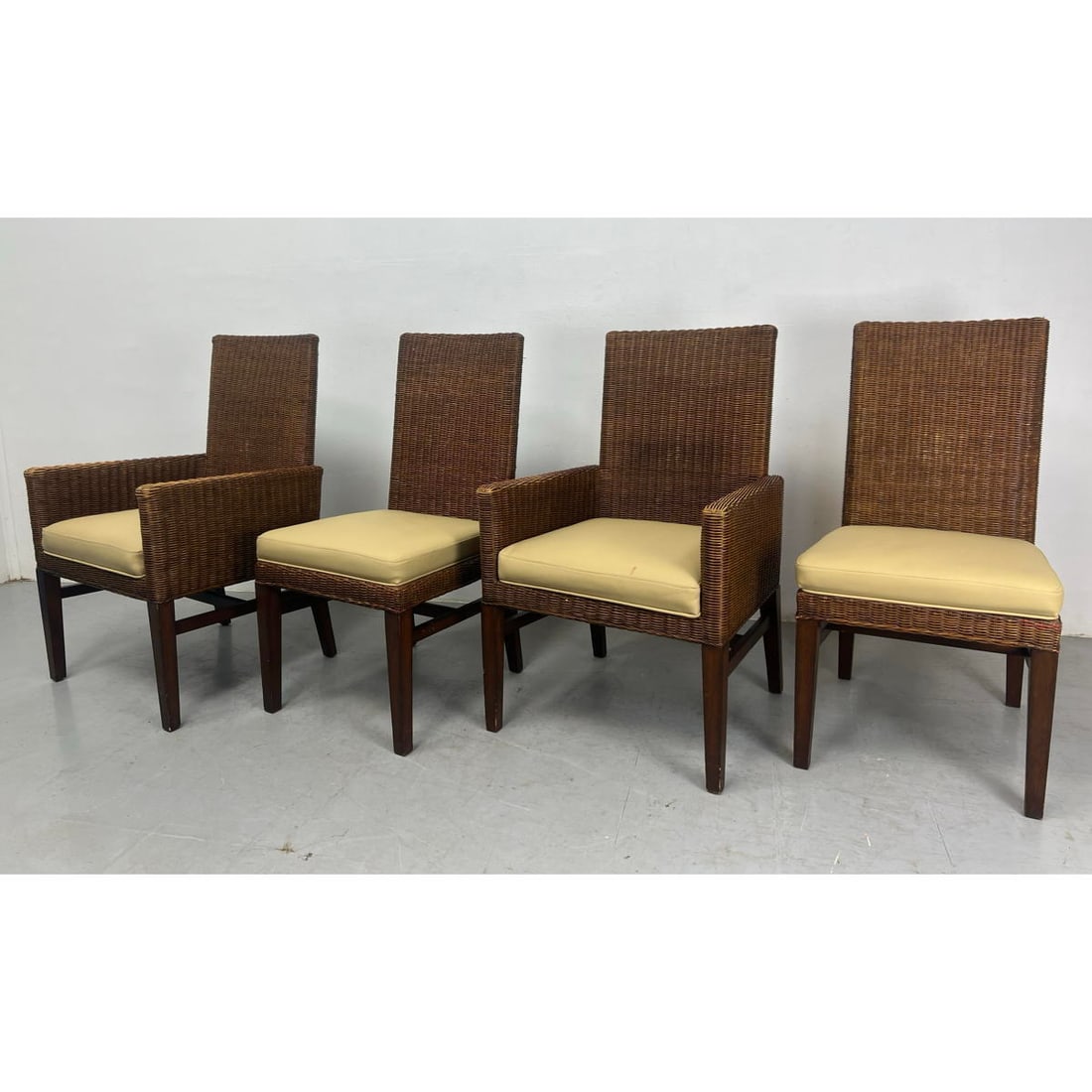 Set 4 Ethan Allen Rattan Chairs.