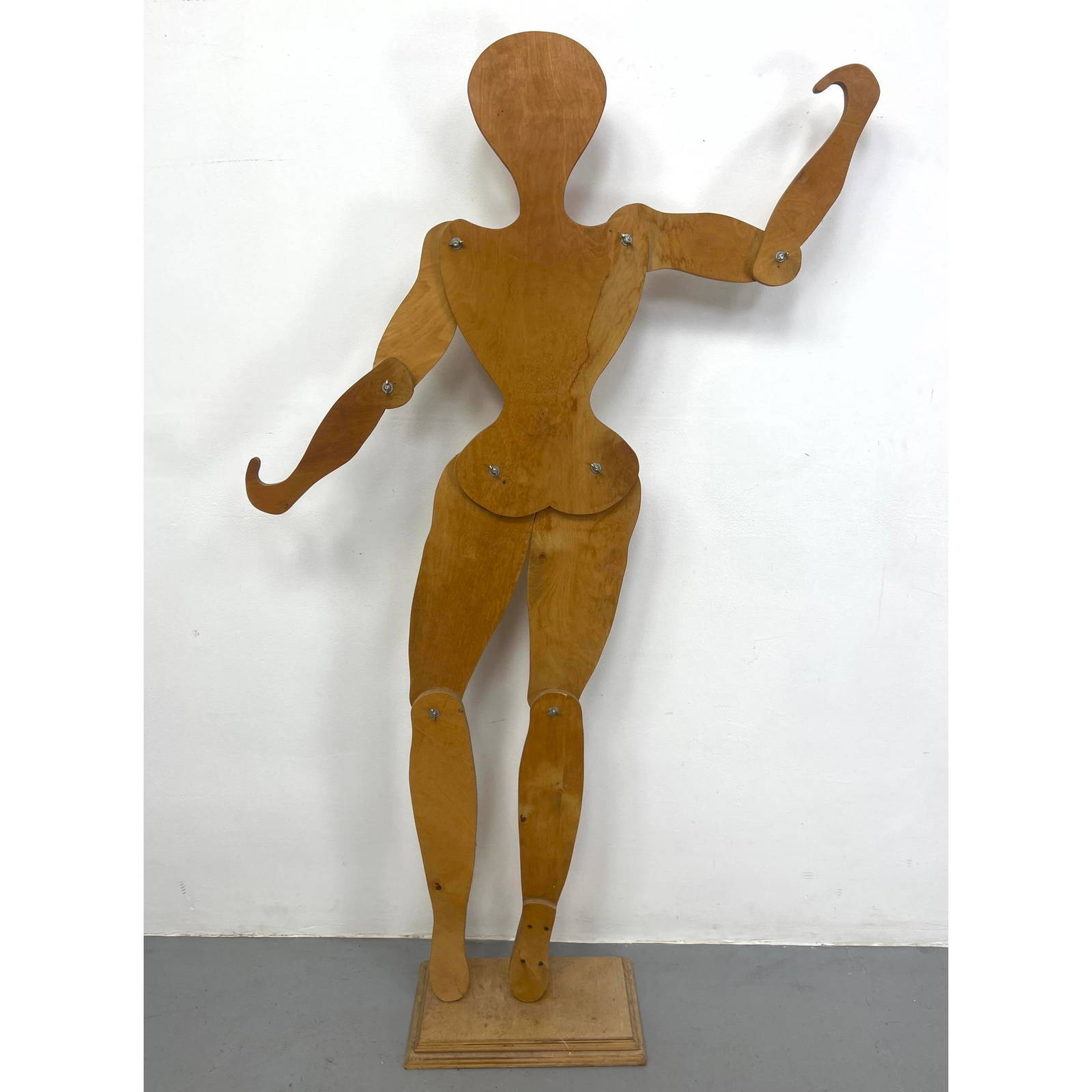Life Size Jointed Wood Female Mannequin Figure Sculpture. On Stand ...
