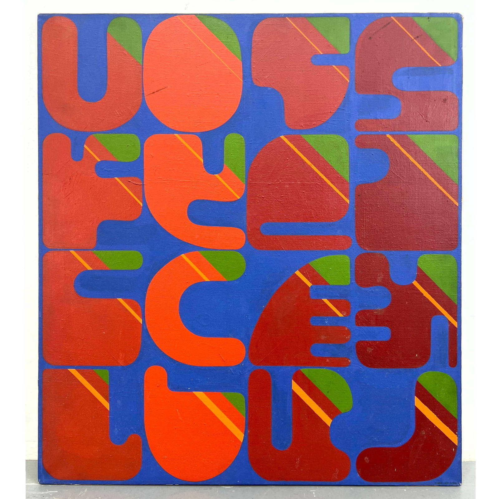 Russ Rollins Modern Oil Painting. Calligraphic Images. Small Signature ...