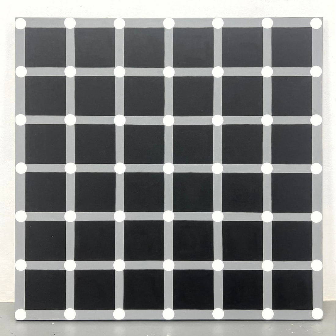 Lg Tim Ray Fisher Painting Op Art Shaded Black And White Dots And Gray ...