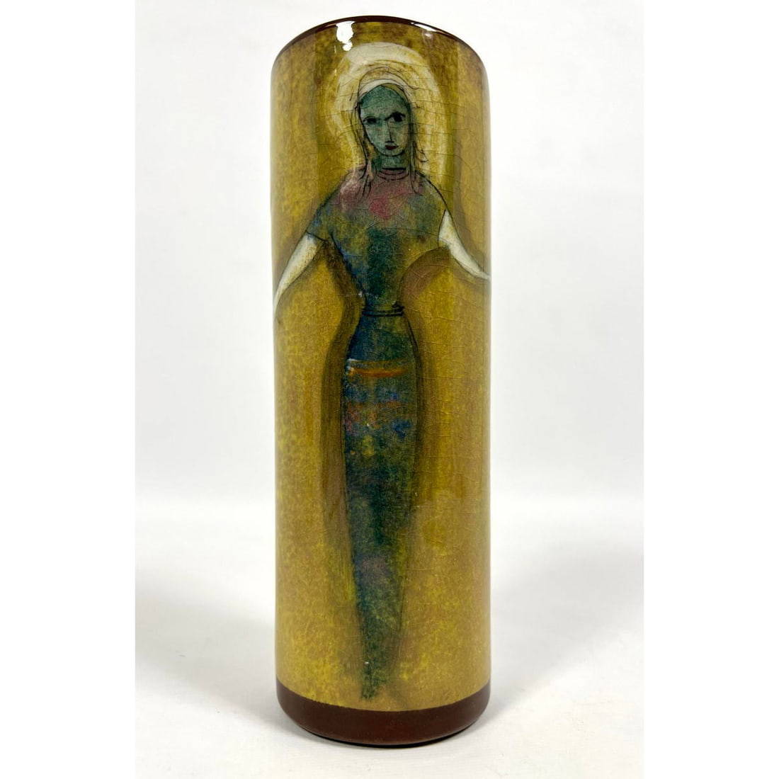 Polia Pillin Glazed Ceramic Vase. Signed Pillin. Standing Figure. Auction