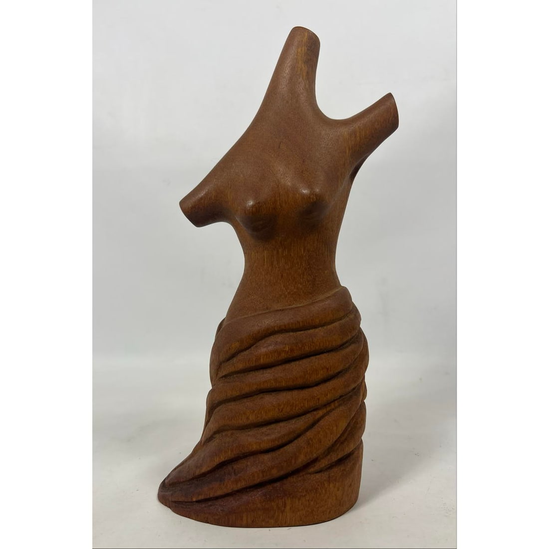 John M Rafter Hand Carved Sculpture. 60 Wooden Carved Woman Torso Auction