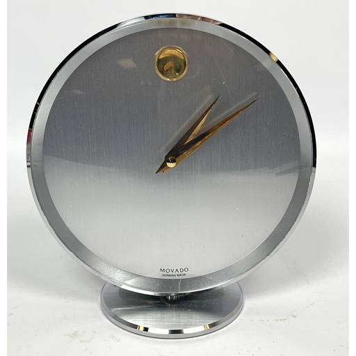 Mid Century Modern Movado Nickel Plated Clock. Battery Op. Marked ...