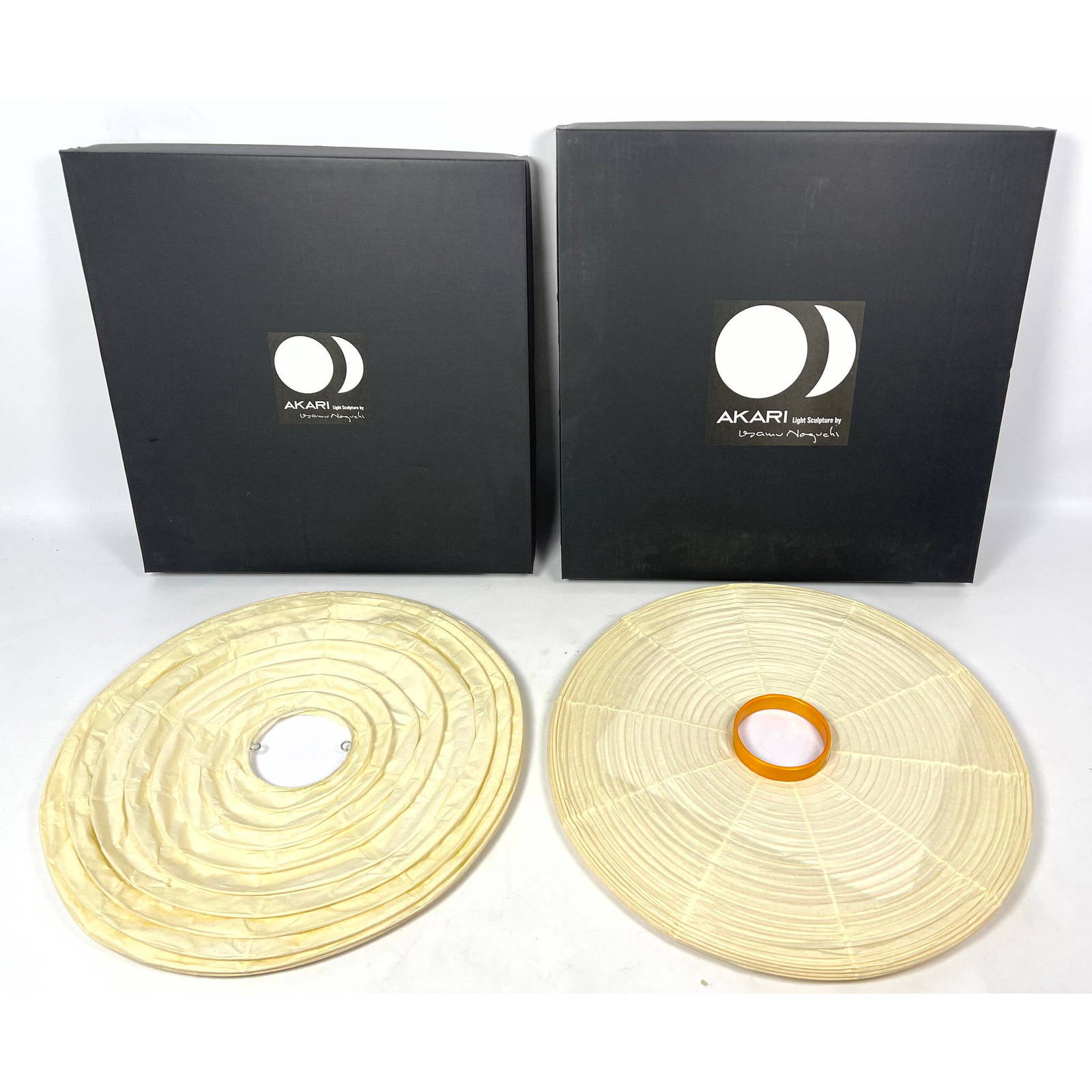 2pc Isamu Noguchi Shoji Paper Akari Lamp Shades. Original Boxes. 1). 22 ...