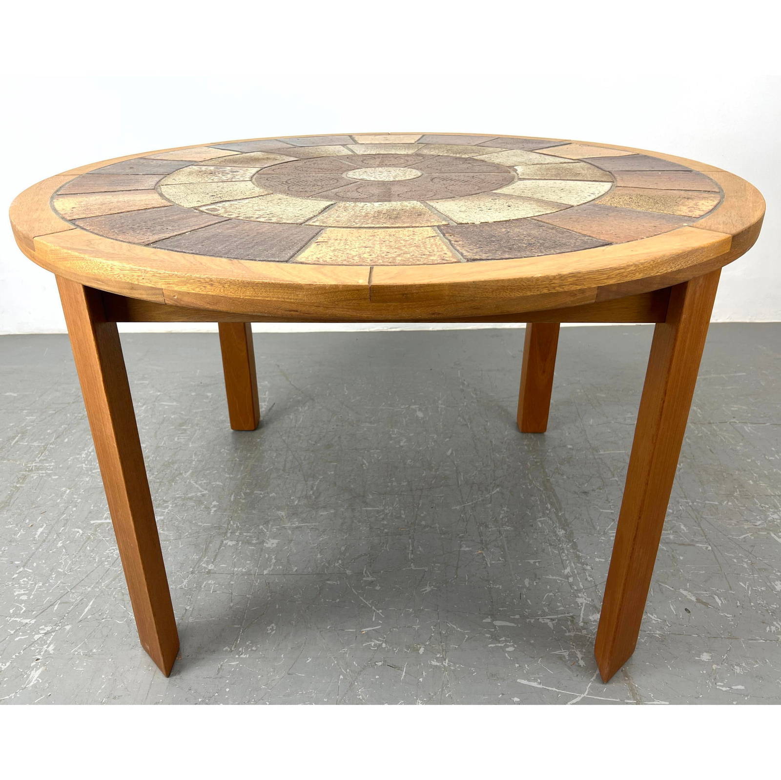 Danish Modern Round Tile Top Dining Table. Auction