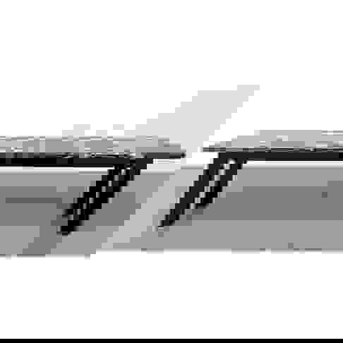 Aggregate Natural Stone Pebble Top Bench Coffee Table. Black Wood Base ...