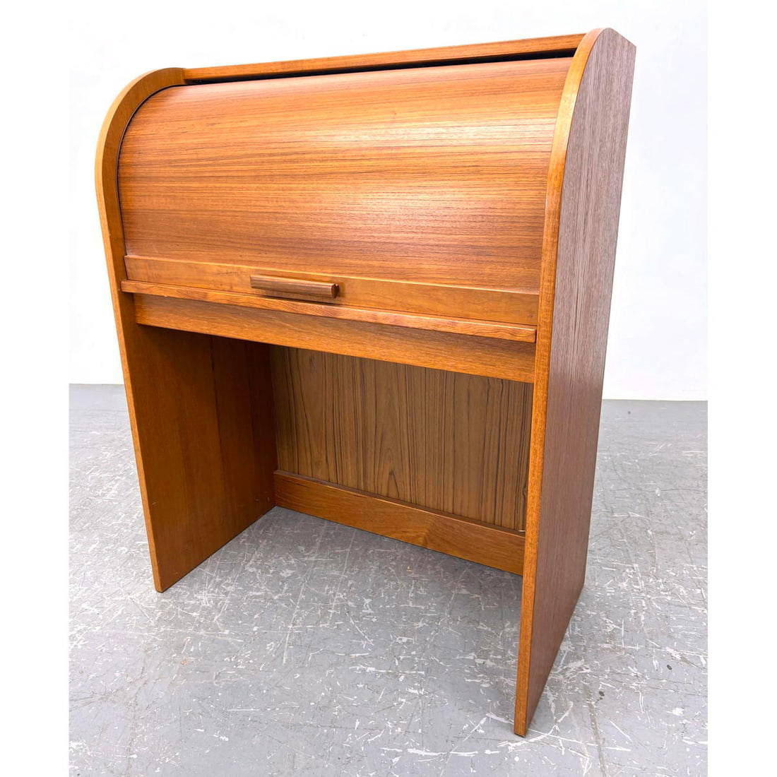 Danish Modern Denmark Tambour Roll Top Desk With Pullout Work Surface ...