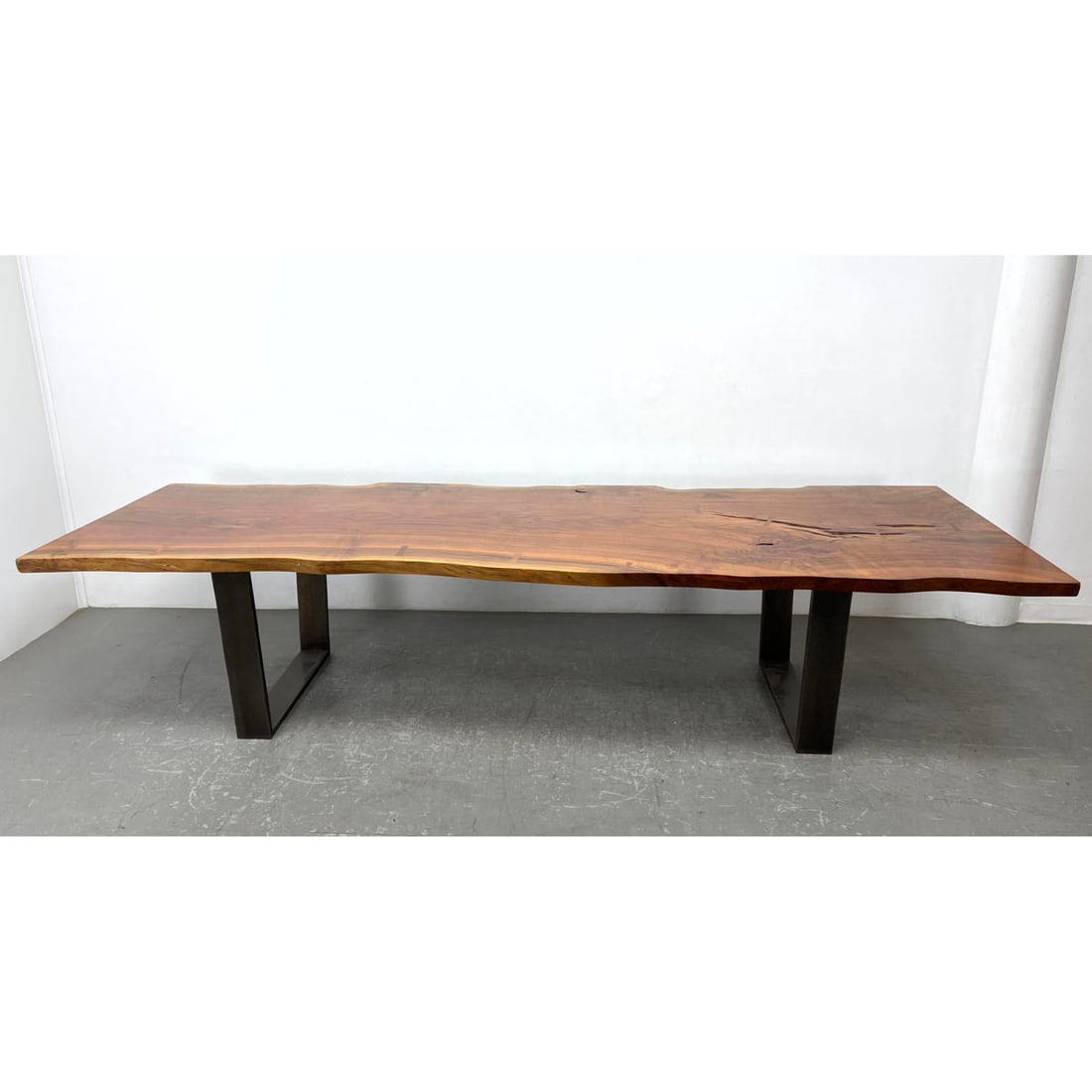 12ft Live Edge Wood Tree Slab Dining Table. George Nelson Style Metal ...
