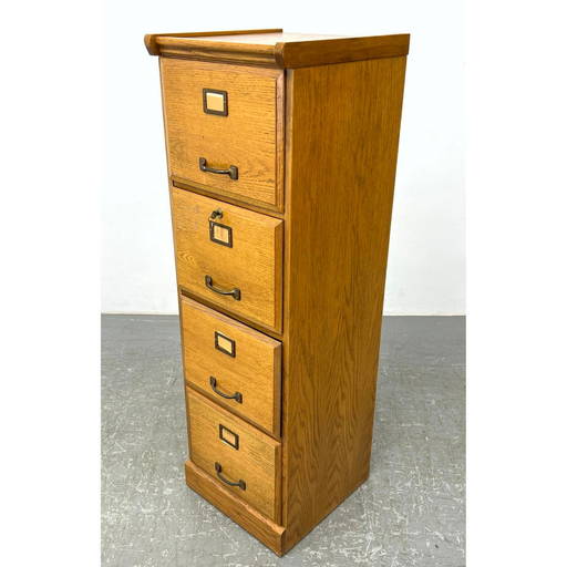 Contemporary Oak 4 Drawer File Cabinet.