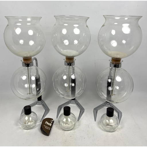 3 Sets Hellem Vacuum 10 Cup Coffee Maker. Glass Burner And Chrome ...
