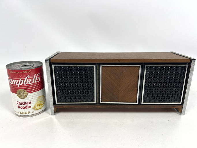 Mid Century Miniature Stereo Cabinet Music Box. Designed Like A Console ...
