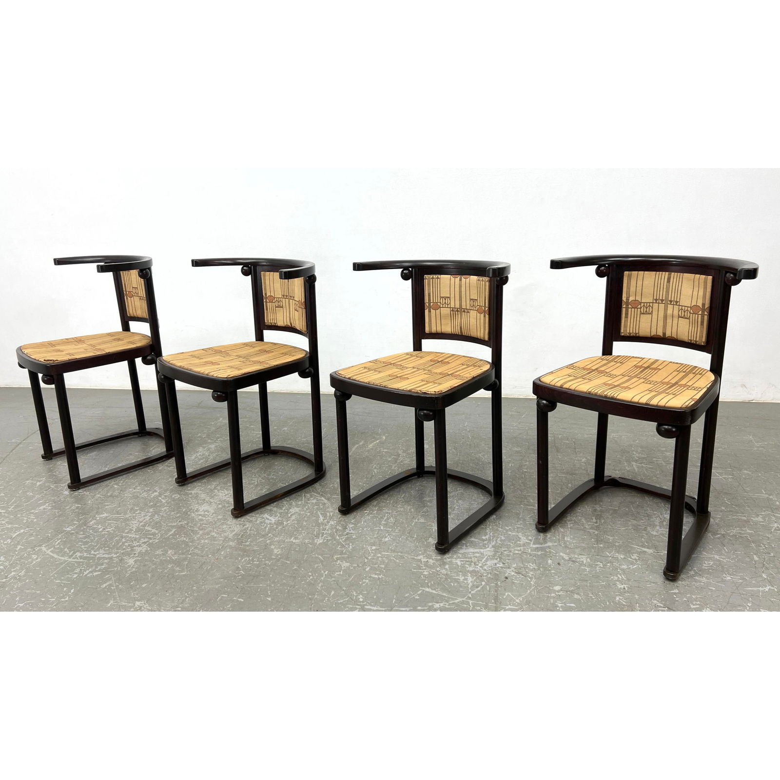 Set 4 Josef Hoffman Secessionist Chairs. Stained Wood Frames ...
