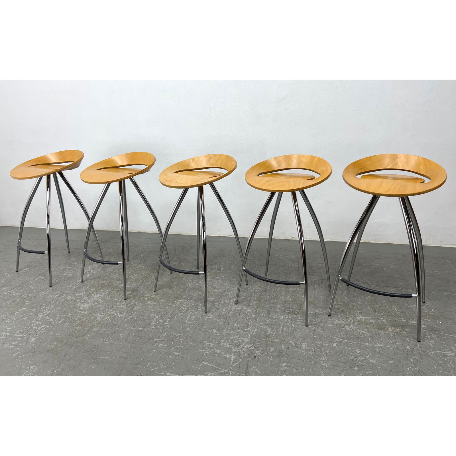 Set 5 Magis Italian Lyra By Tecnotubi Bar Stools. Modernist Stylized ...
