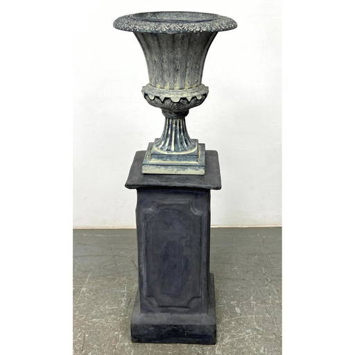Virginia Metalcrafters Patinated Aluminum Garden Urn On Gunmetal Color ...