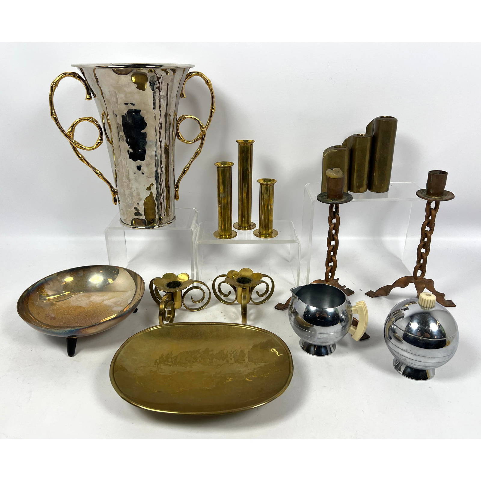 Mid Century Modern Lot. Collection Of Brass And Chrome Pieces. Some ...