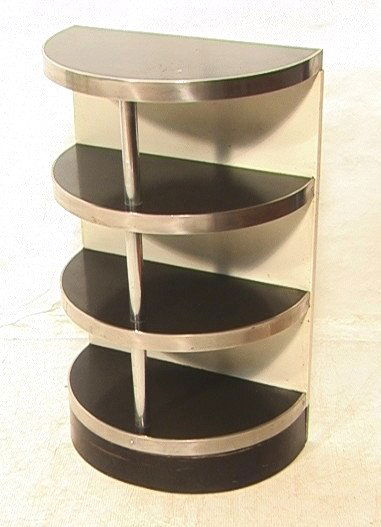 Four Tier Art Deco Chrome Semi Circle Shelf Unit.