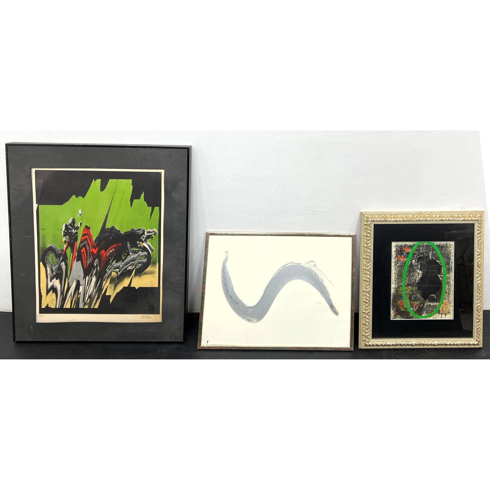 3pcs Mid Century Modern Art. Cesar Distorted Motorcycle 1970. Kline ...