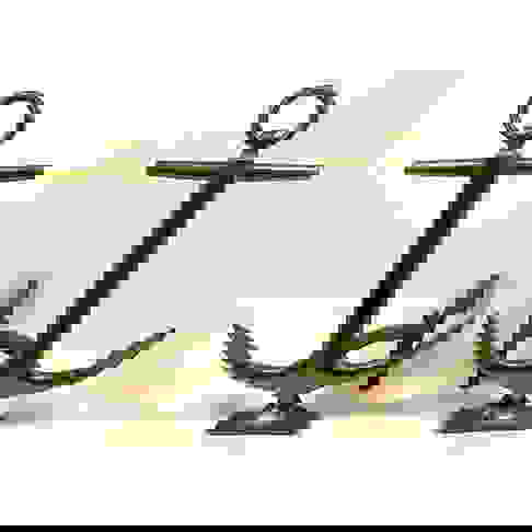 Pr Brass Anchor Andirons. Nautical. Beach, Shore House. Auction