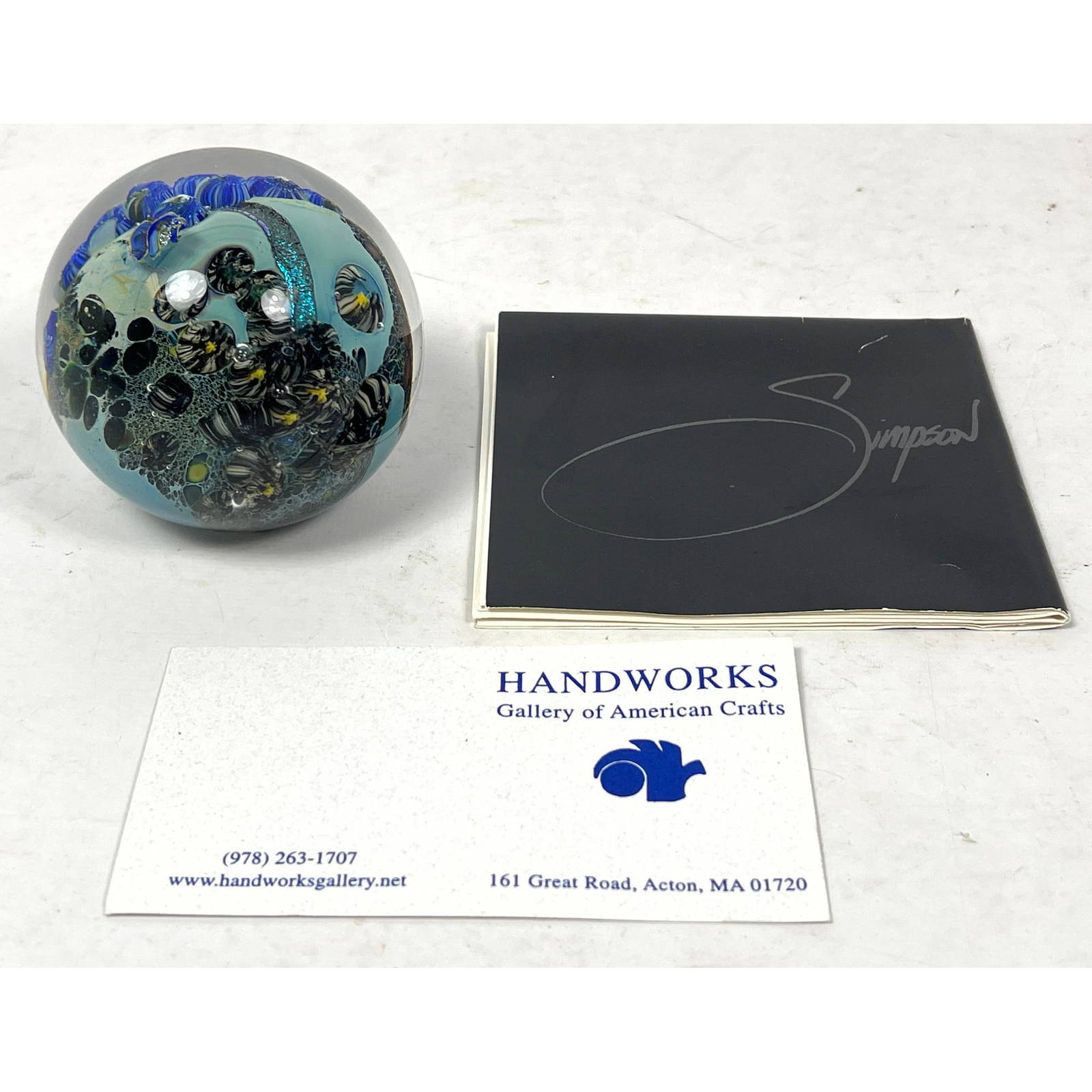 Josh Simpson Art Glass Hand Blown Planet Paperweight. Lot Includes ...