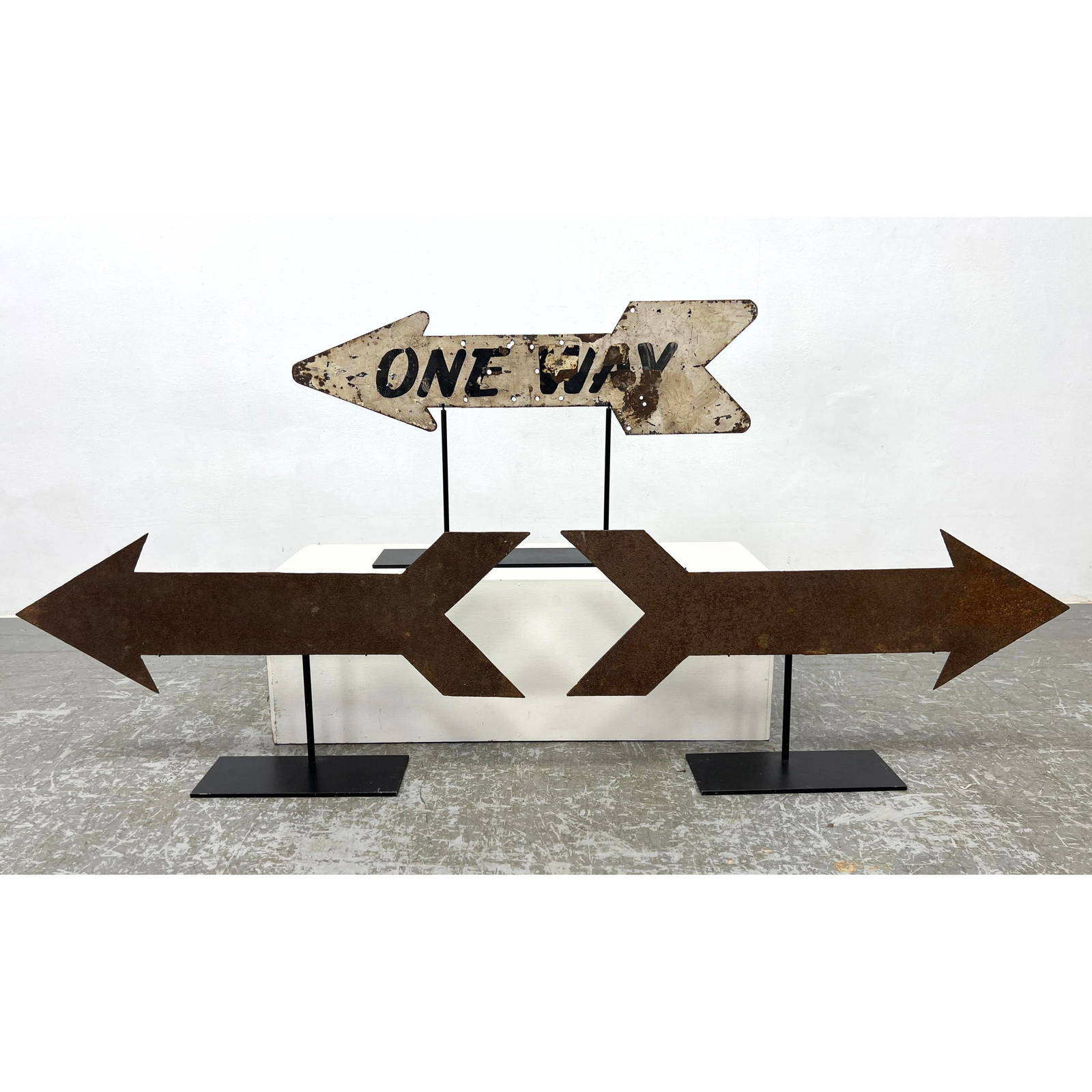 3pcs Vintage American Handmade Direction Signs, One Way. Steel. With ...