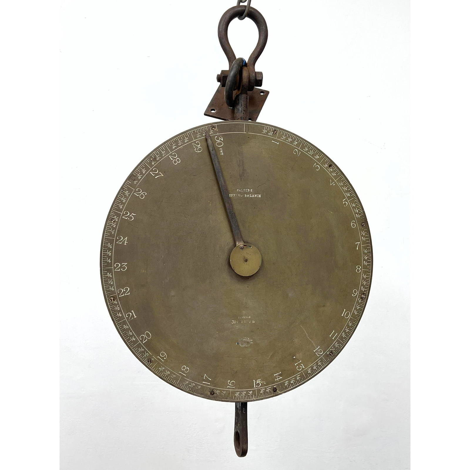 Large Salters Spring Balance Hanging Wall Mount Scale. Brass Front ...