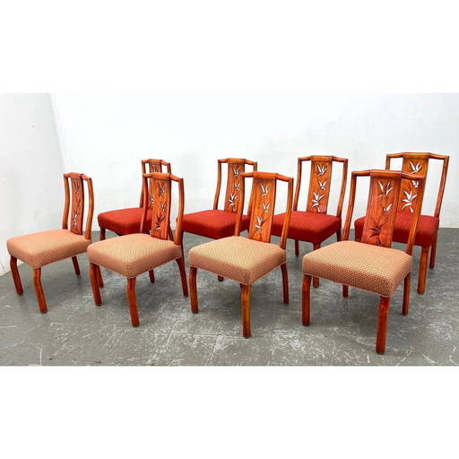 Set 8 James Mont Orange Faux Bamboo Dining Chairs. Cut Out Design ...