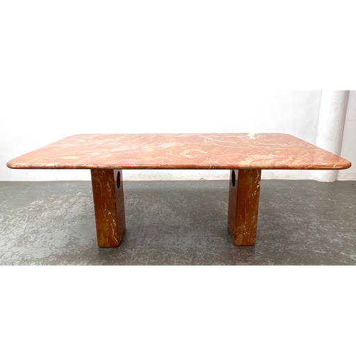 Decorator Italian Red Marble Dining Table With Thick Rectangular Column ...