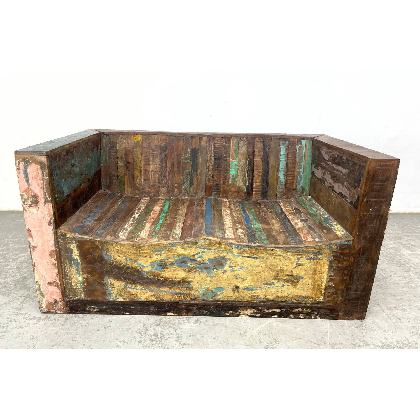 Reclaimed Painted Hardwood Primitive Settee. Well Built, Sturdy ...