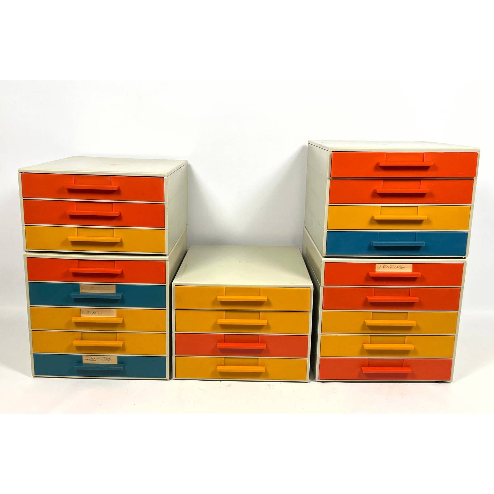 21 Modular Colored Plastic Drawers In Cases. Stacking. Every Drawer Is ...