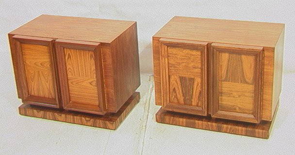 Pr American Modern Walnut End Side Tables. Two Ni