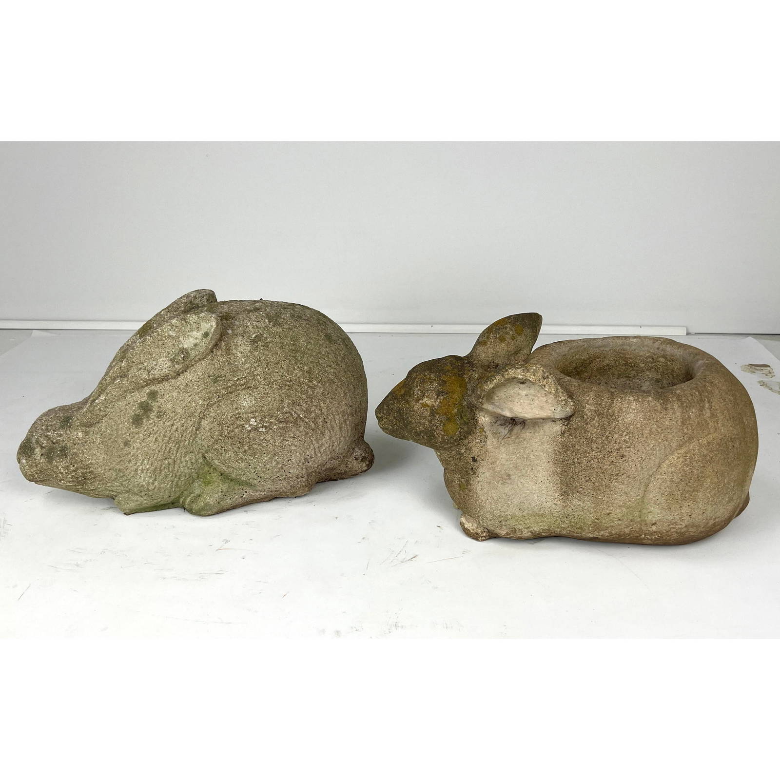 2pc Outdoor Concrete Rabbit Bunny Sculptures. Vintage. Long Eared Bunny ...
