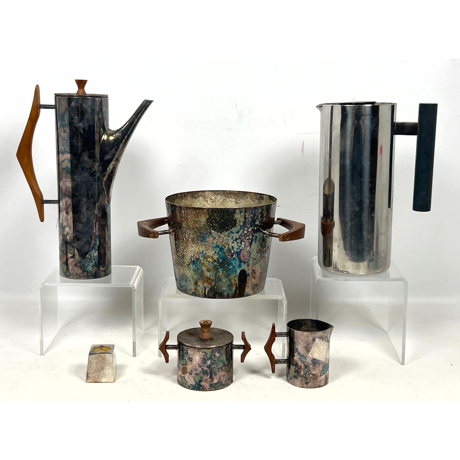 Mid Century Modern Chrome Stainless Tablewares. Coffee Pot, Water ...