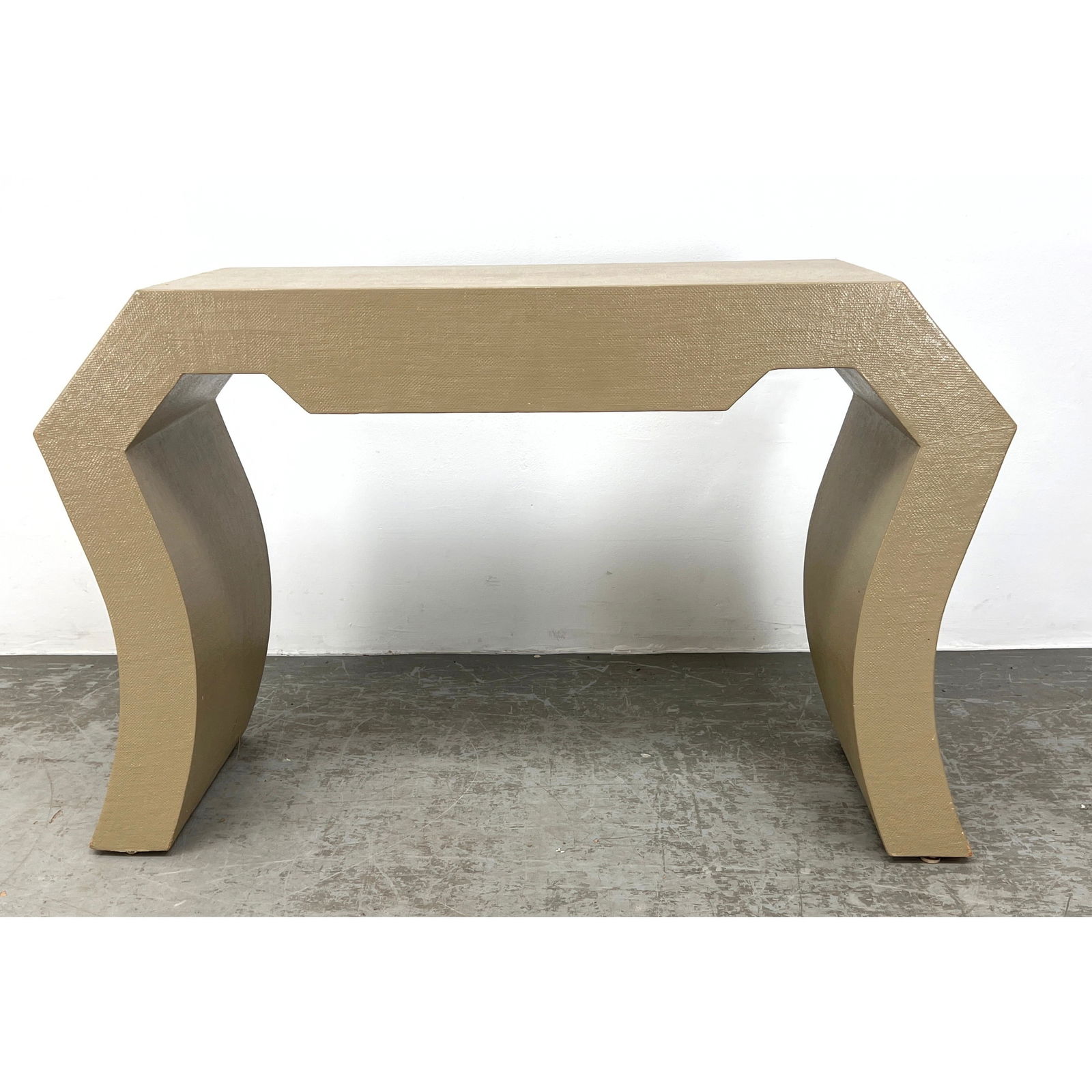 Carl Springer Style Lacquered Canvas Console Table. Stylish Sculptural ...