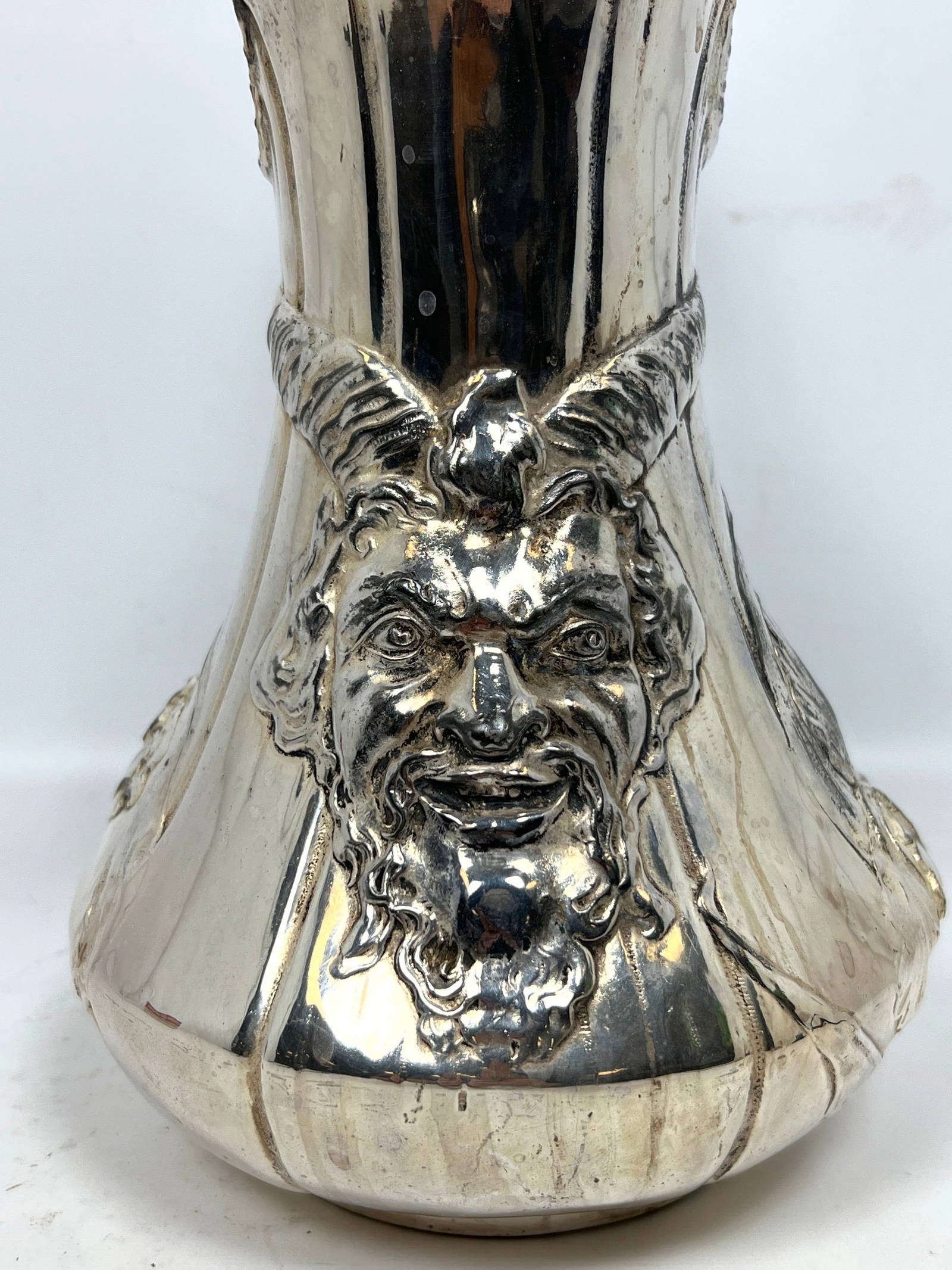 Kayserzinn Antique Art Nouveau Pitcher. Horned Devil's Head. Pewter ...