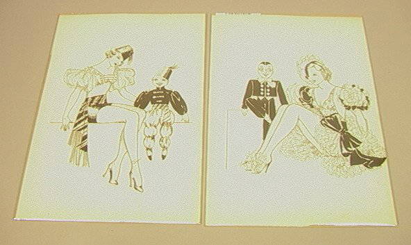 Pr Lester Ink Drawings. Fashionable Ladies With P